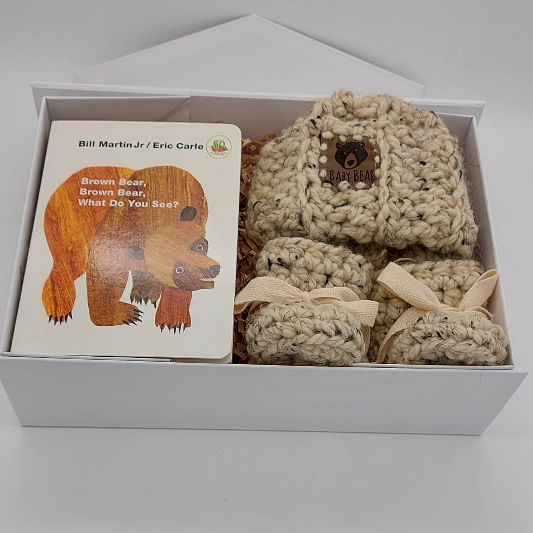 Brown Bear Storybook, Hat and Bootie Gift Box – EM Gift Boxes